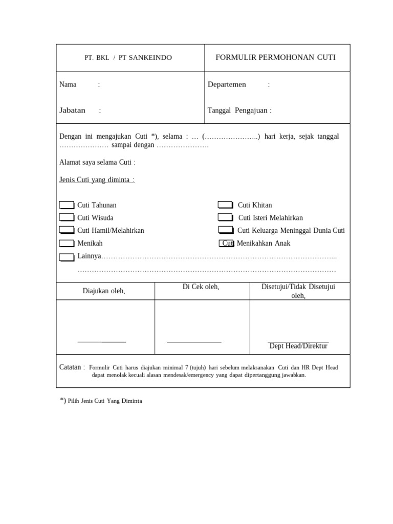 Form Cuti | PDF