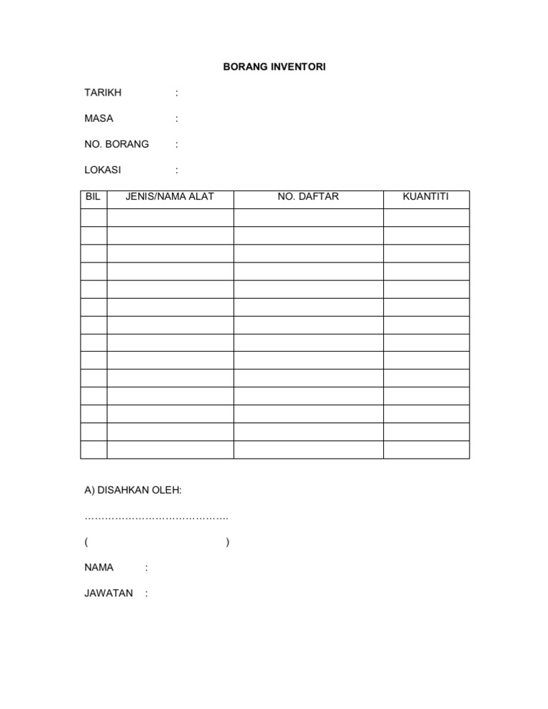 Borang Inventori | PDF