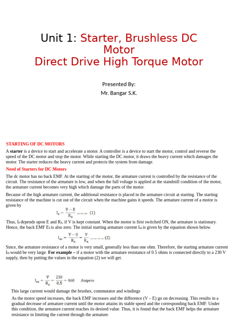 DC 2 Starter, Brushless, Direct Drive Torque Motor | PDF | Electric ...