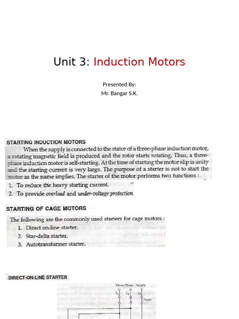 Unit 3 Induction Motor 2 Starter & Speed Control | PDF