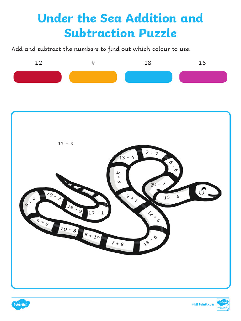 T T 5551 Under The Sea Themed Addition and Subtraction Puzzle 0 20 | PDF