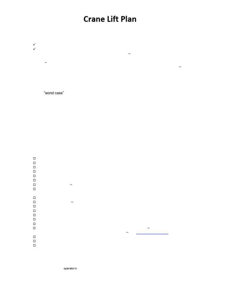 Crane Lift Plan | PDF | Crane (Machine)