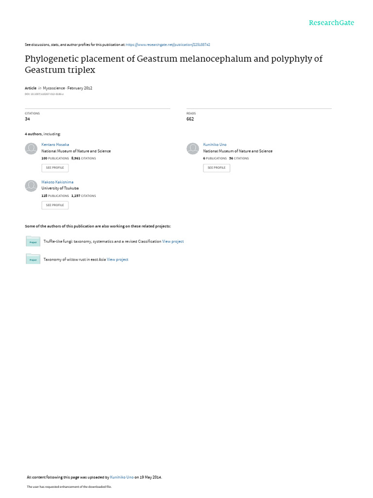 Mycoscience - Geastrum Melanocephalum Triplex | PDF | Biological ...