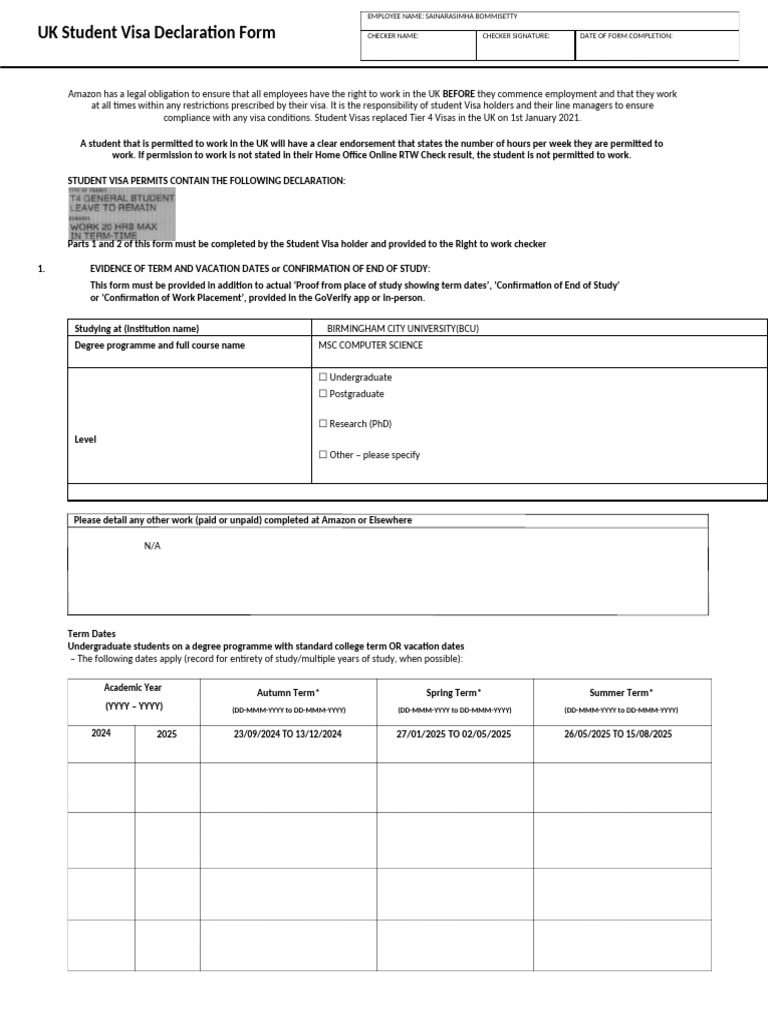 UK Student Declaration Form (1) | PDF | Travel Visa | Justice UK Student Declaration Form (1) | PDF | Travel Visa | Justice