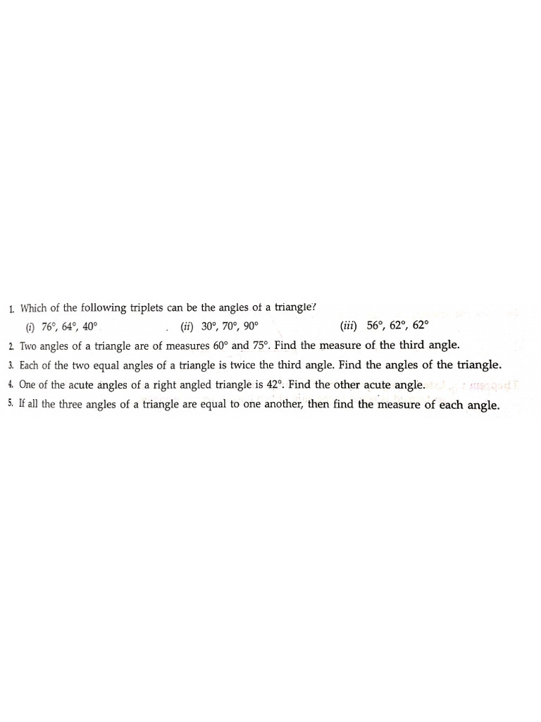 Class 7 Ch 6 Worksheet Maths | PDF