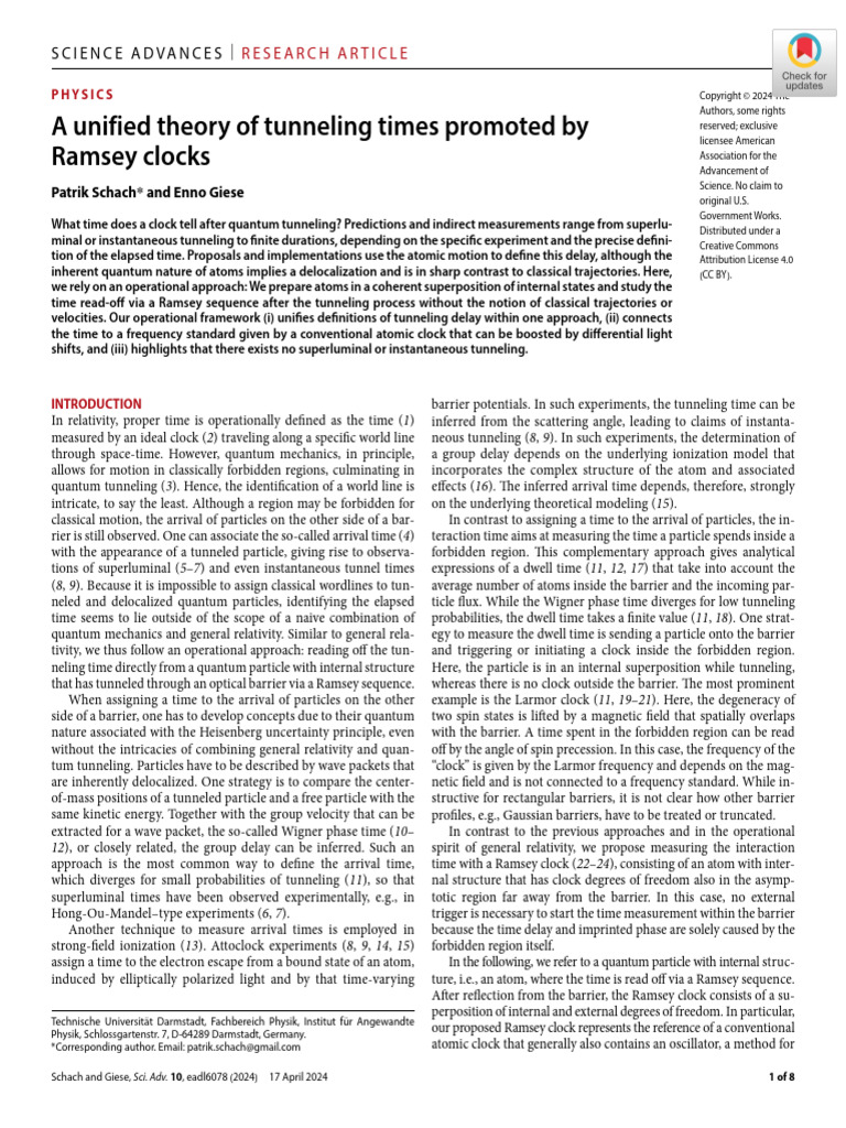 sciadv.adl6078 | PDF | Quantum Tunnelling | Special Relativity