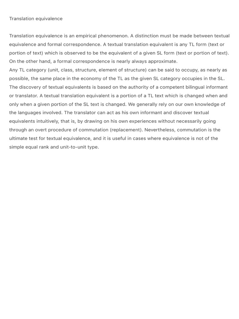 Translation Equivalence | PDF