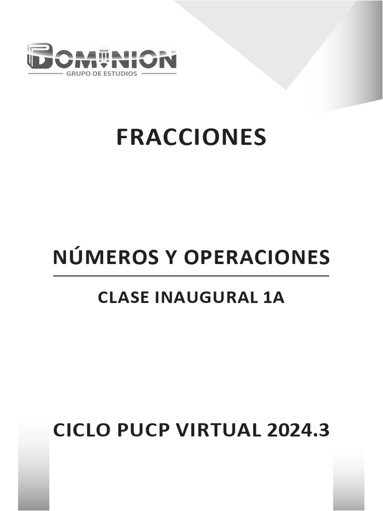 Números y Operaciones_Clase Inaugural 1A_Fracciones_clase | PDF