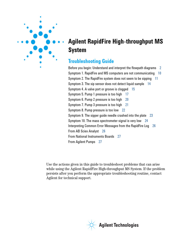 Agilent RapidFire MS Troubleshooting Guide | PDF | Valve | Pump