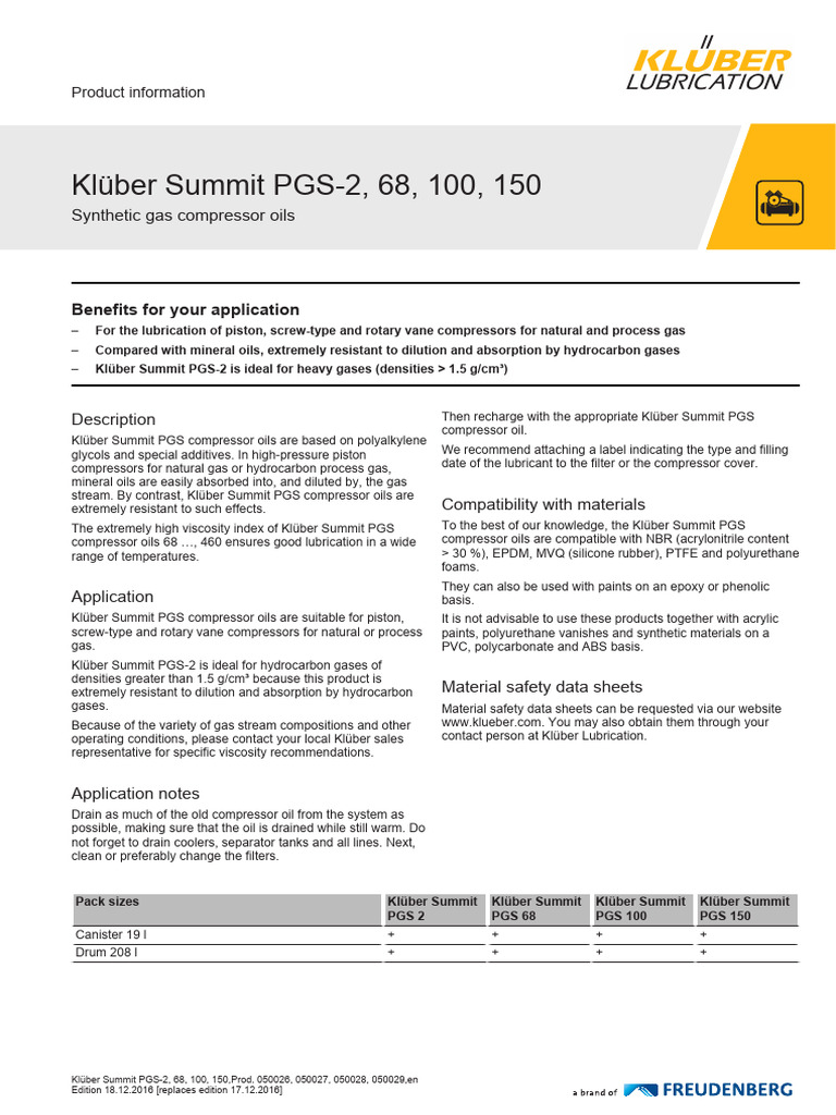 Klüber Summit PGS 68 EN en | PDF | Polyurethane | Oil