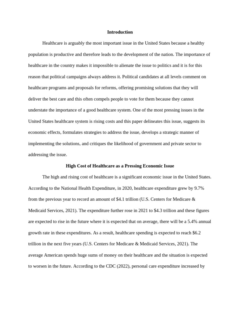 Analyzing A Pressing Economic Issue | PDF | Health Care | Preventive ...