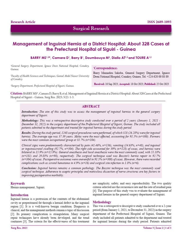 Inguinal Hernia Management in Siguiri | PDF | Clinical Medicine ...