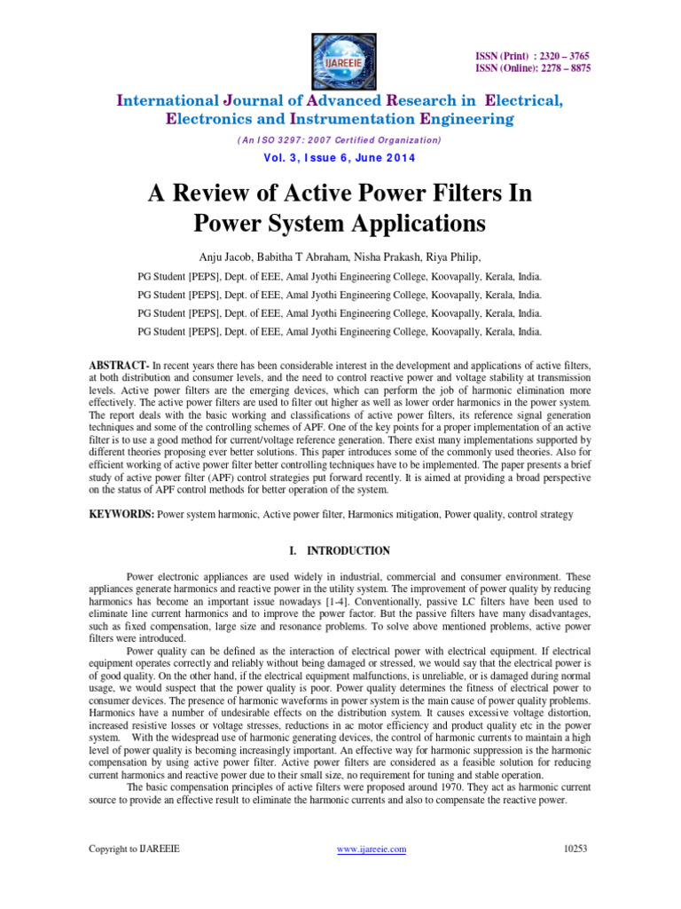 A Review of Active Power Filters InPower | PDF | Fourier Transform ...