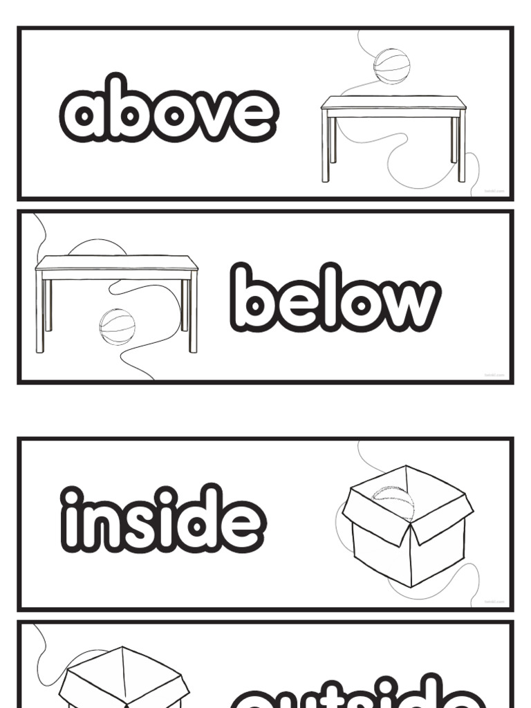 BW Positional Language Word Cards | PDF