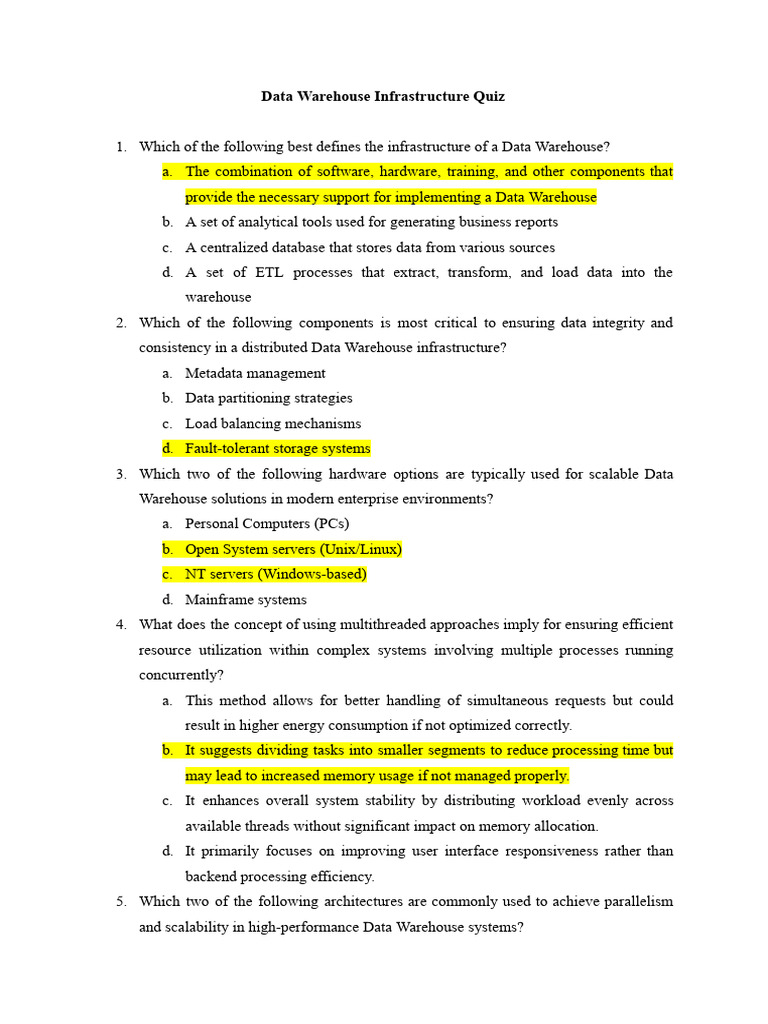 Group 6 - Data Warehouse Infrastructure Quiz | PDF | Data Warehouse ...