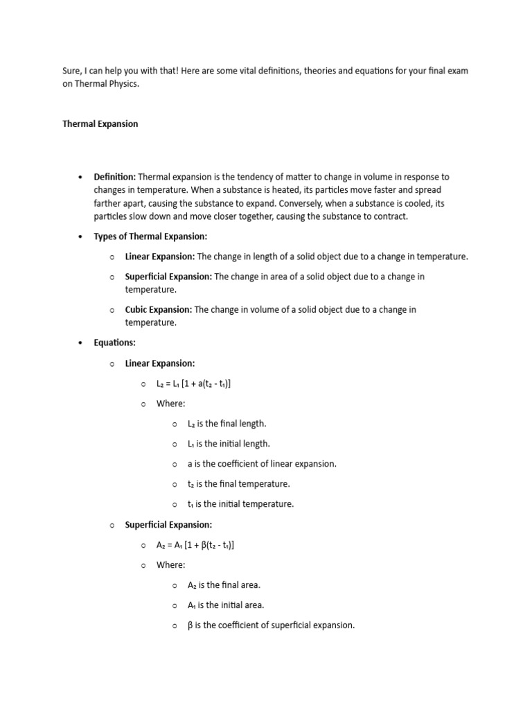 Thermal Physics A | PDF | Gases | Thermal Expansion