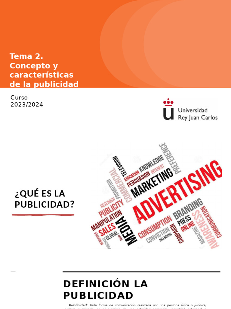 TEMA 2. Concepto y Características de La Publicidad | PDF | Publicidad ...
