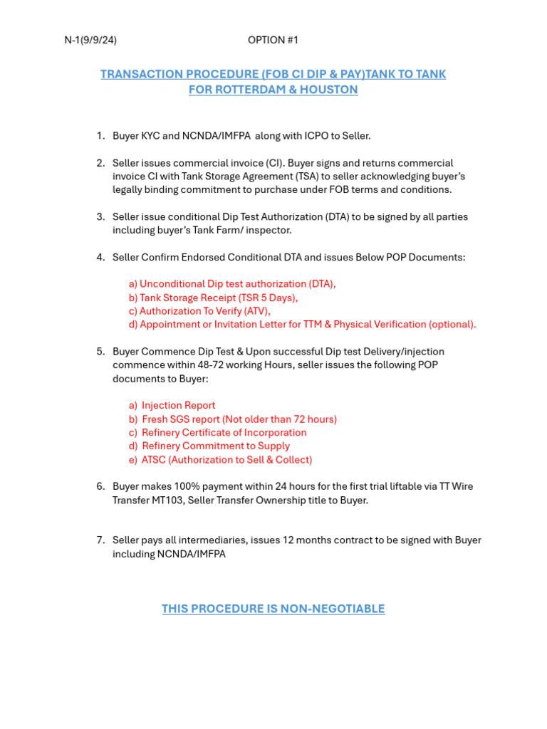 OPTION 1 - TRANSACTION PROCEDURE (FOB C-71dd527 | PDF