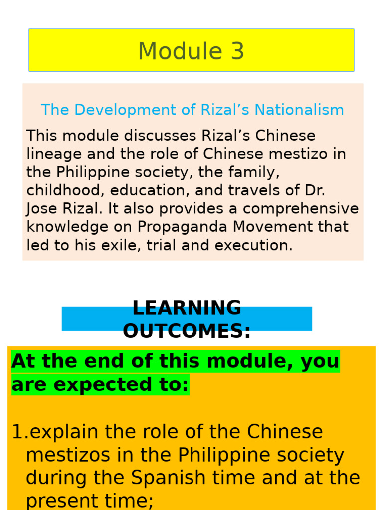 Module 3 - Development of Rizal's Nationalism | PDF | Philippines