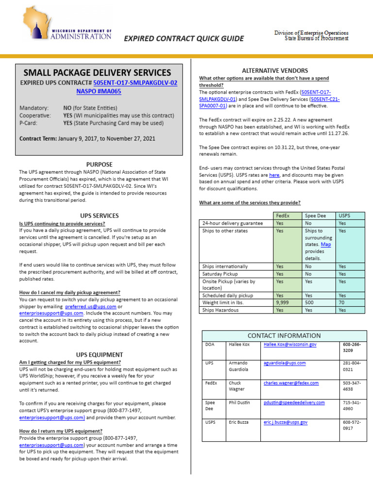 UPS Contract Expiration Guide | PDF | United States Postal Service ...