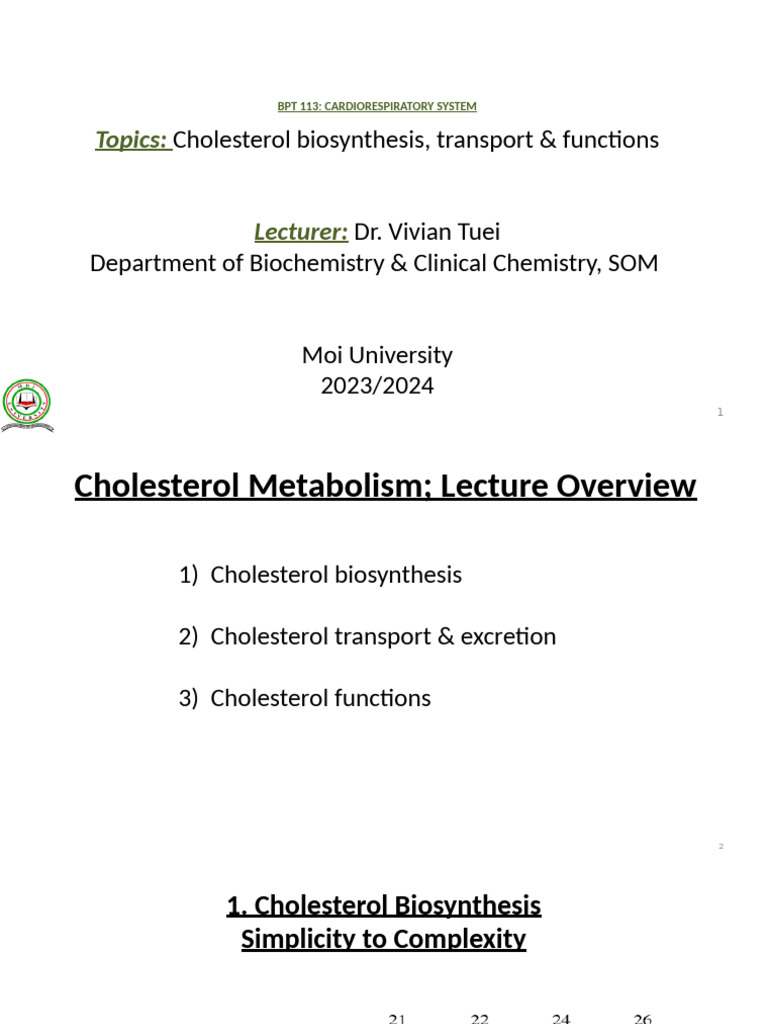 BPT 113-Cholesterol Biosynthesis | PDF | Cholesterol | Lipoprotein