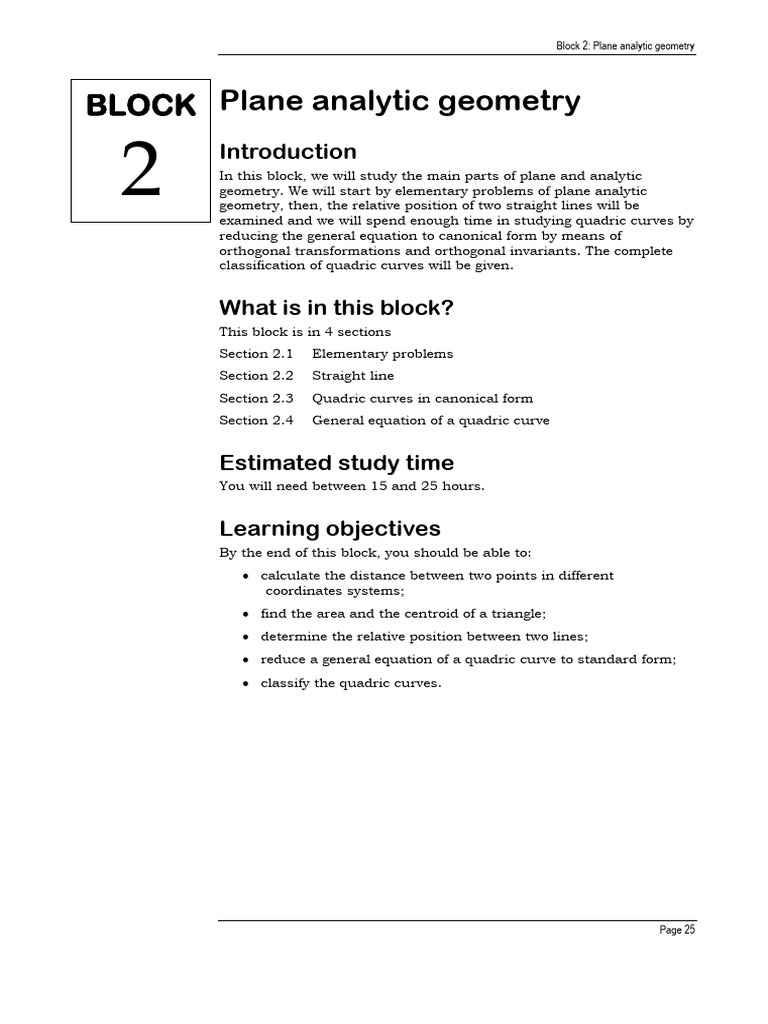 MAT202 Block2 | PDF | Ellipse | Analytic Geometry