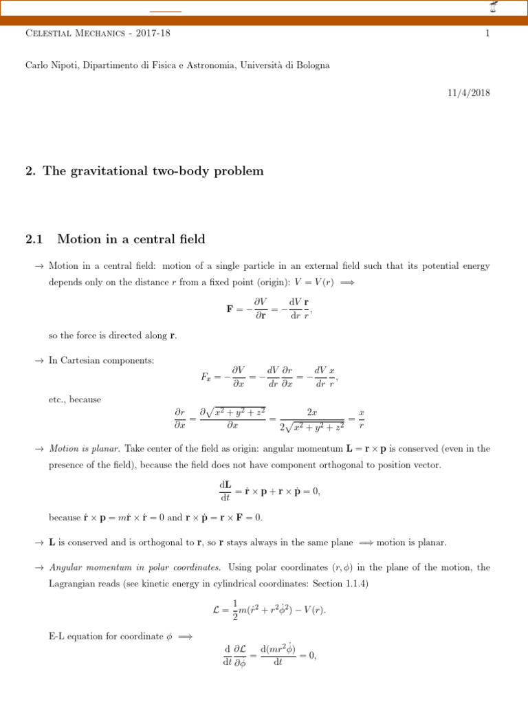 155240411 | PDF | Lagrangian Mechanics | Orbit