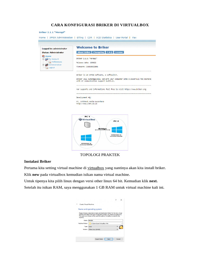 Cara Konfigurasi Briker Di Virtualbox | PDF