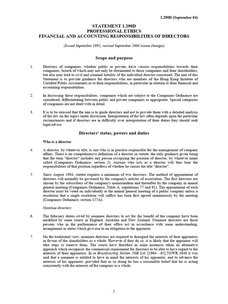 COE Financial and Accounting Responsibilities of Directors | PDF ...