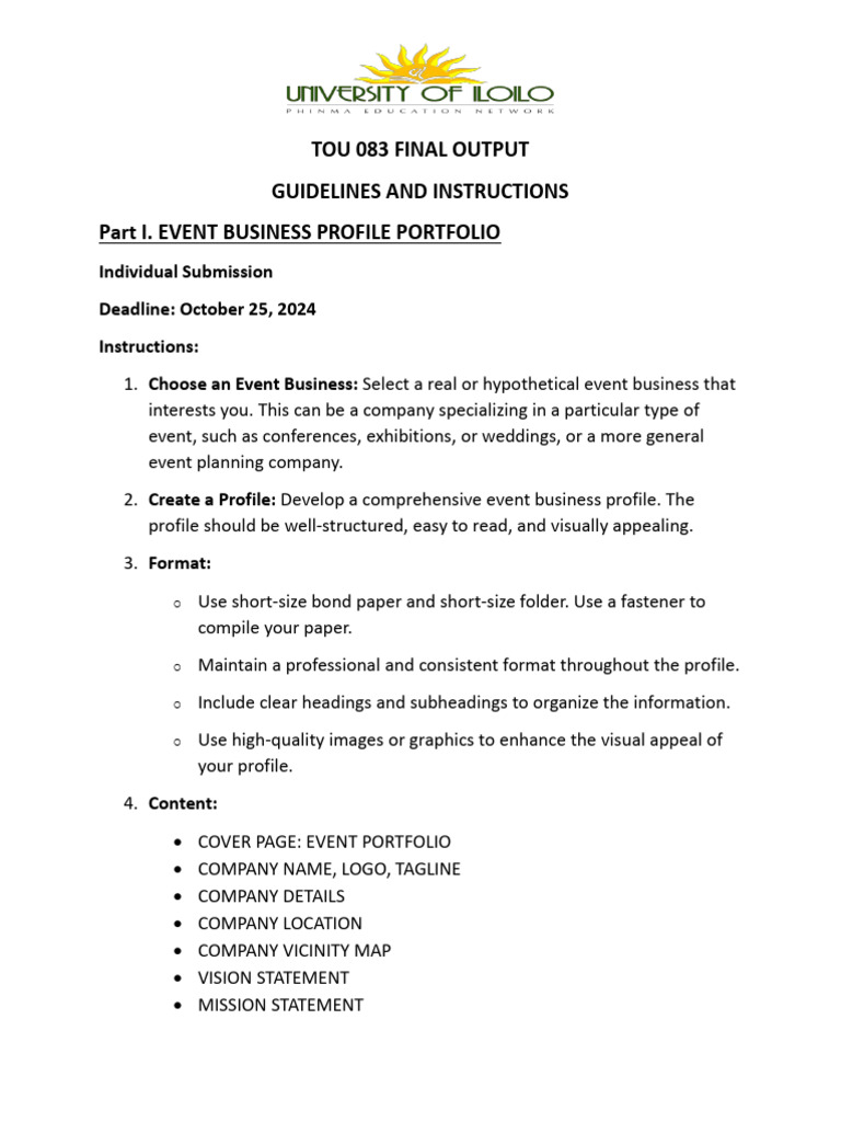 TOU 083 FINAL OUTPUT (GUIDELINES AND INSTRUCTIONS) (2) | PDF