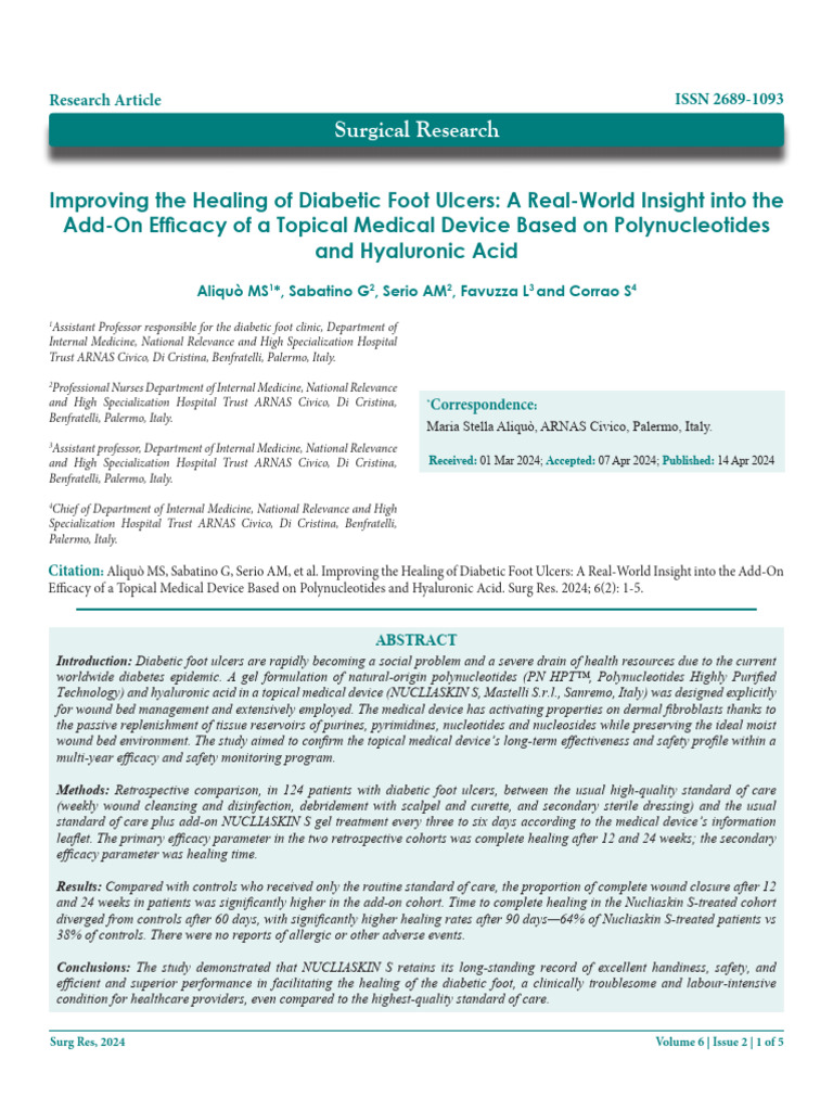 Surgical Research: Add-On Efficacy of A Topical Medical Device Based On ...