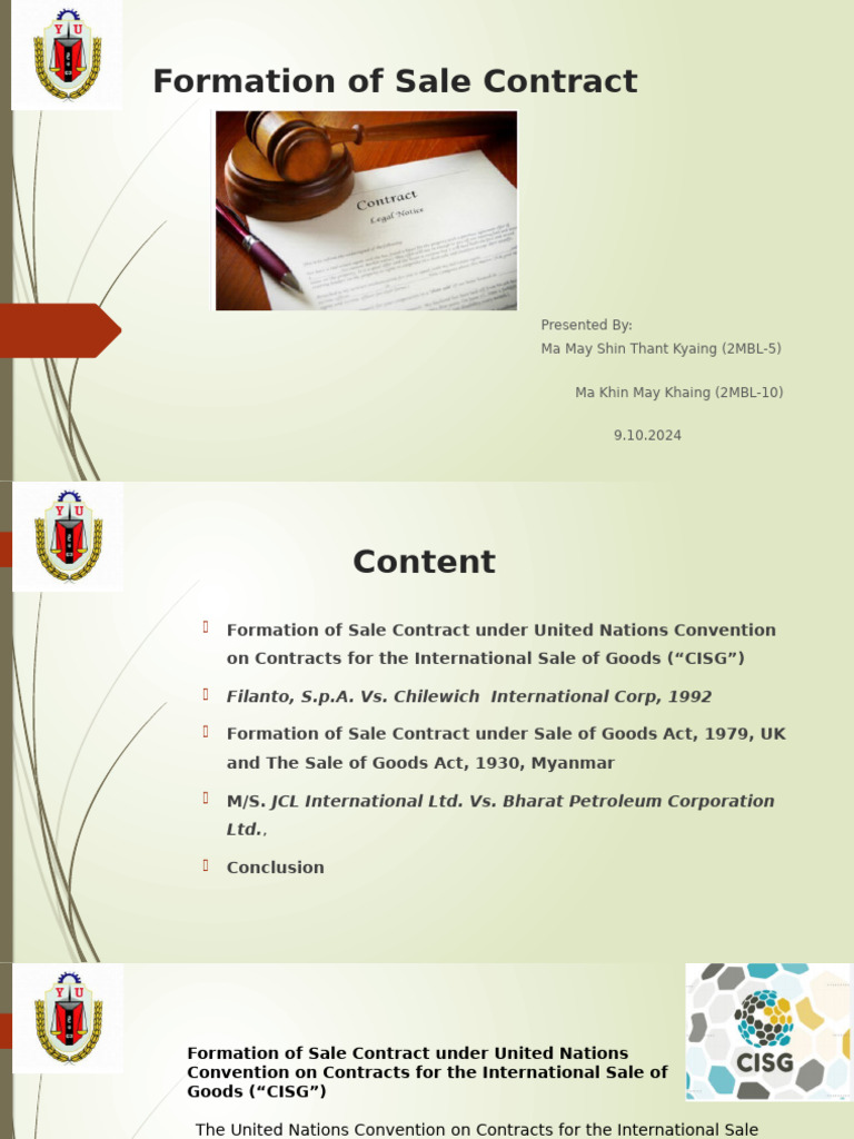 Sale Contract Formation Under CISG | PDF | Civil Law (Legal System) | Common Law