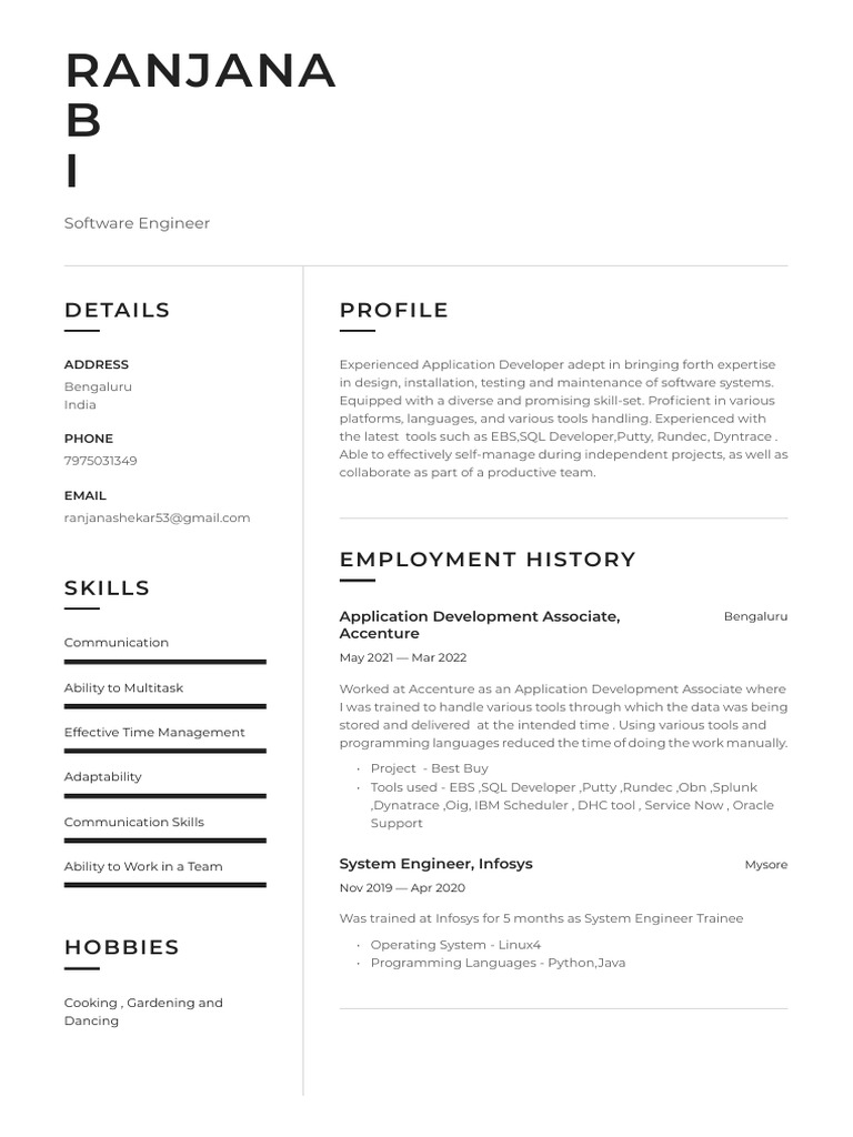 Ranjana Resume | PDF | Software | Computer Engineering