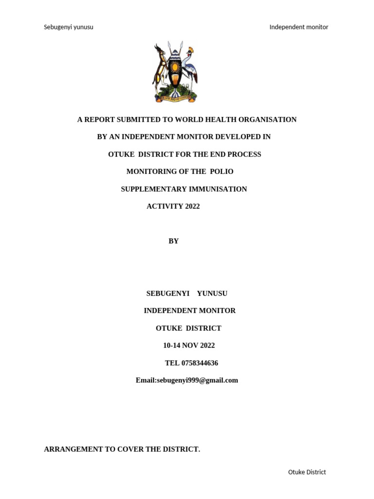 Polio Vaccination Ugandan Otuke District | PDF | Vaccination | Public ...