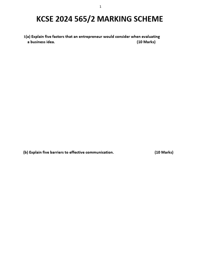 Bs Kcse 2024 Pp2 Prediction - Ms | PDF | Credit | Finance & Money ...