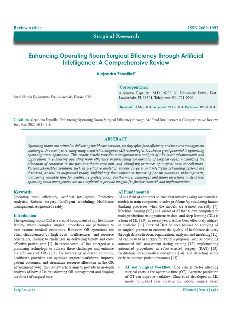AI Solutions for Operating Room Efficiency | PDF | Machine Learning ...