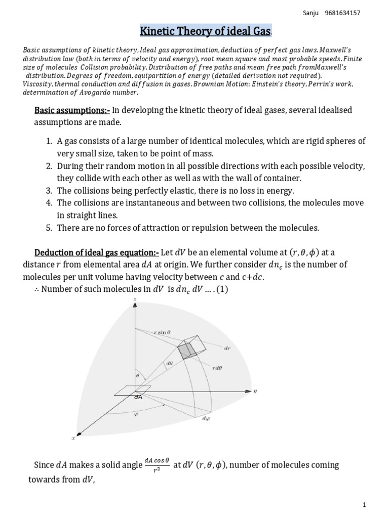 Kinetic Theory of Gas Only17 | PDF | Gases | Temperature