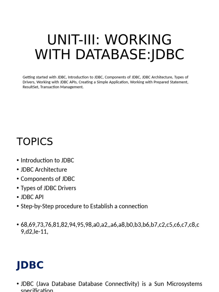 JDBC | PDF | Databases | Data Management JDBC | PDF | Databases | Data Management