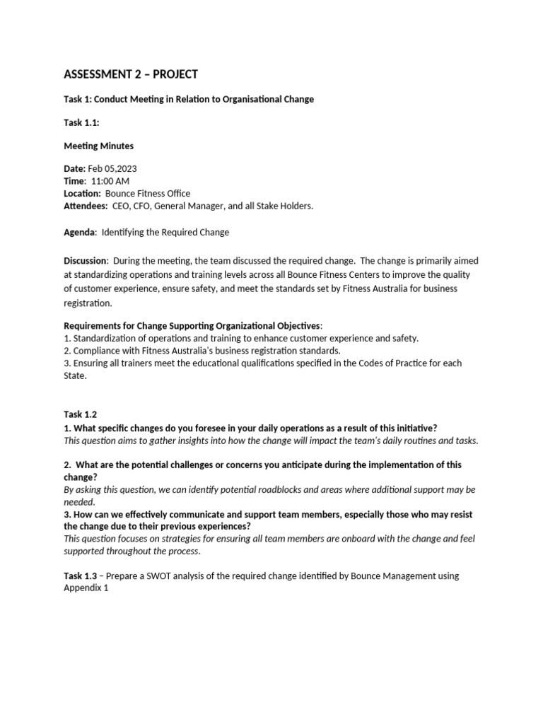 BSBLDR601 -Assignment Part 2 | PDF | Change Management | Motivation BSBLDR601 -Assignment Part 2 | PDF | Change Management | Motivation