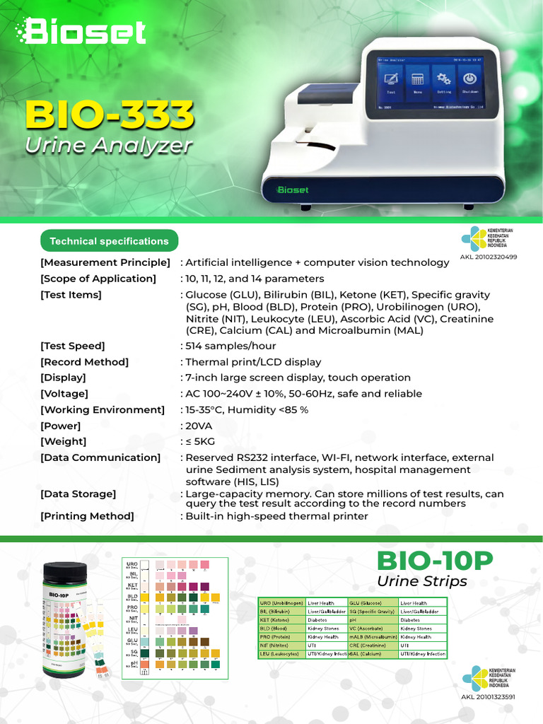 Urine Analyzer BIO-333 Specifications | PDF