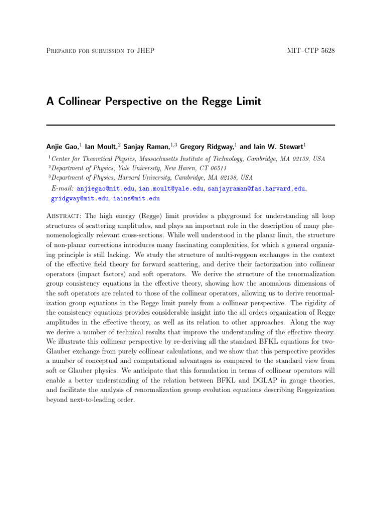 A Collinear Perspective On The Regge Limit: Anjie Gao, Ian Moult ...