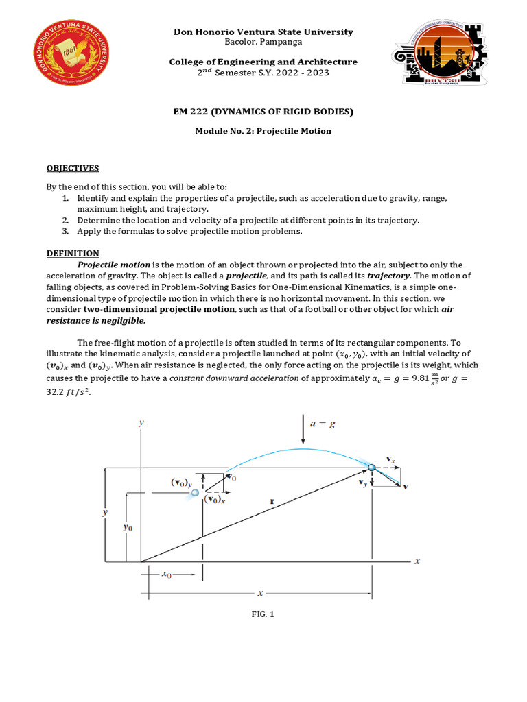 Module 02 Part 2 Projectile Motion | PDF | Mechanics | Physical Quantities