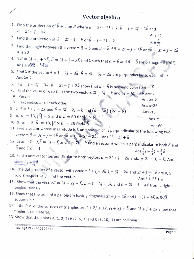 Vector Algebra Xii | PDF | Area | Triangle