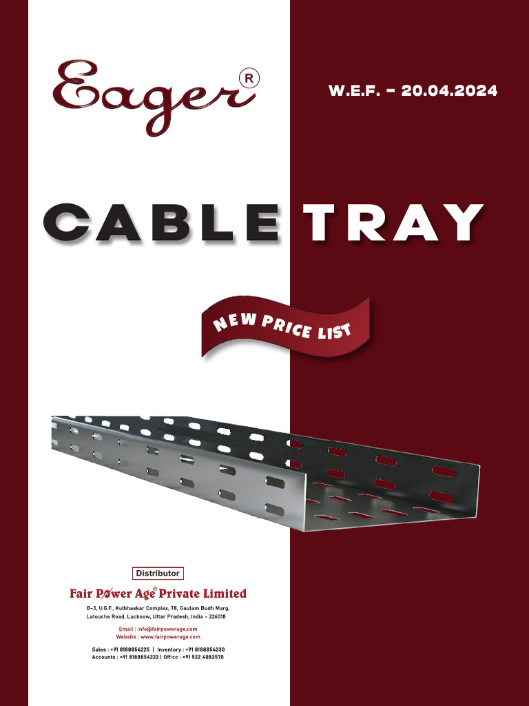 Eager Cable Tray Price List 20 04 2024 Less 55%+GST | PDF | Wire ...