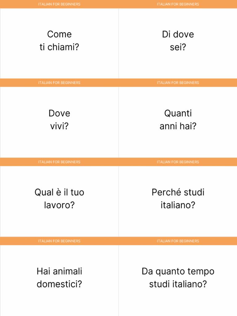 IM Italian For Beginners Flashcards | PDF