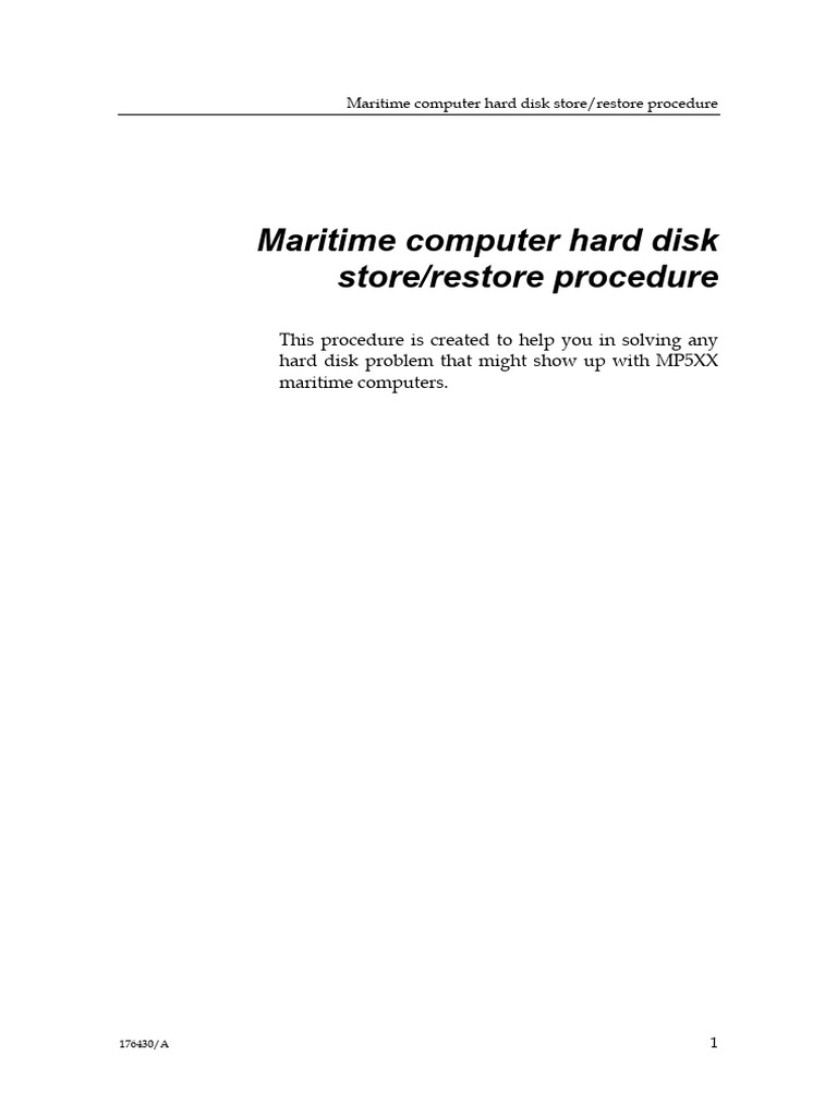 Maritime Computer Hard Disk Store Restore Procedure | PDF | Floppy Disk | Backup