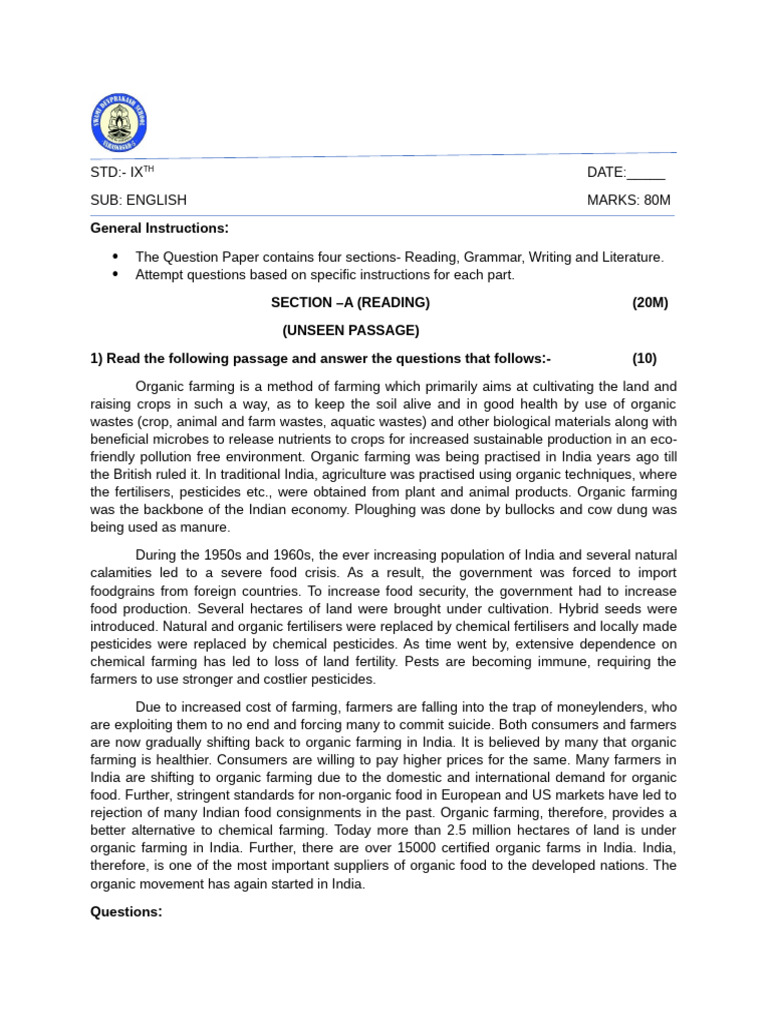 STD 9-Eng Sem-1 SDP1 | PDF | Agriculture | Forests