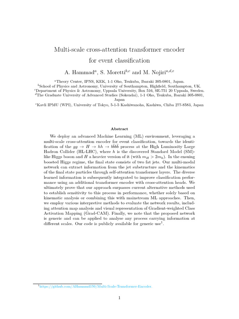 Multi-Scale Cross-Attention Transformer Encoder For Event ...