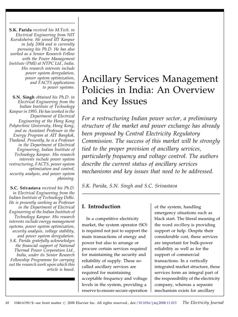 Ancillary Services Management | PDF | Electrical Grid | Electric Power ...