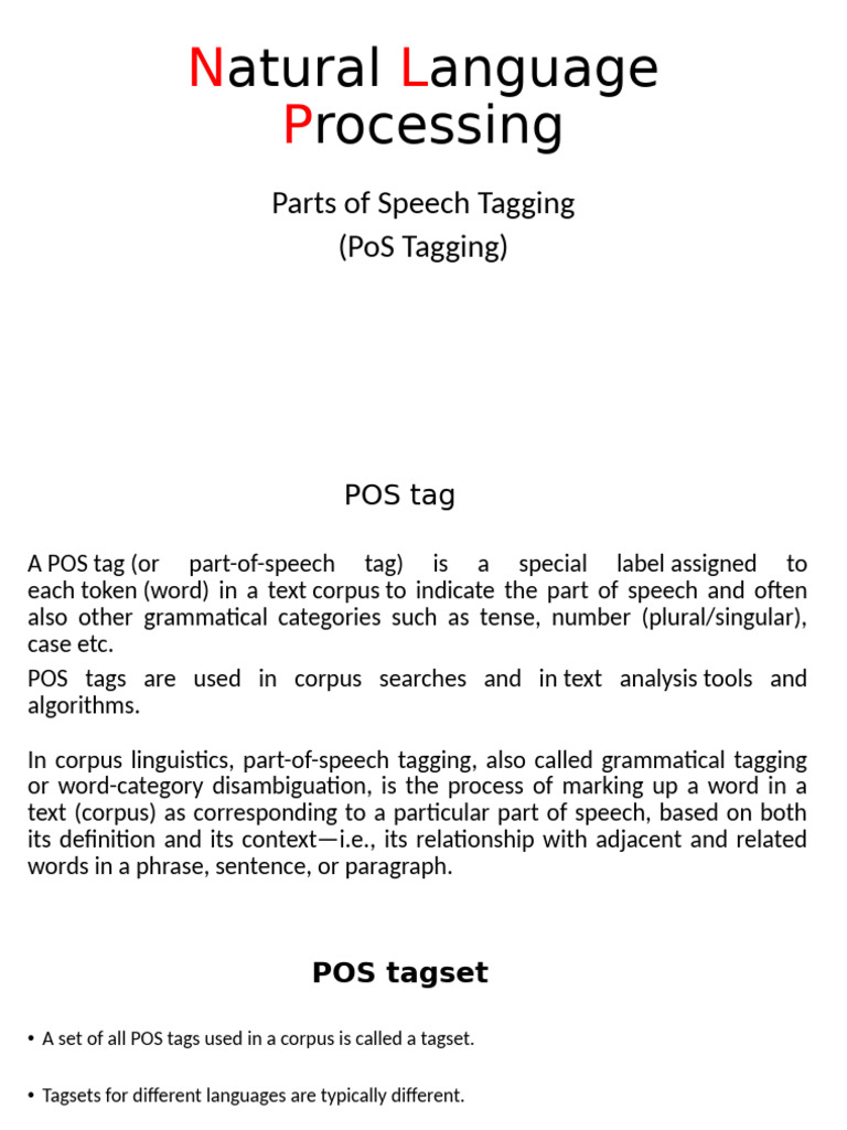3 Natural Language Processing-PoS Tagging | PDF | Part Of Speech | Grammatical Number